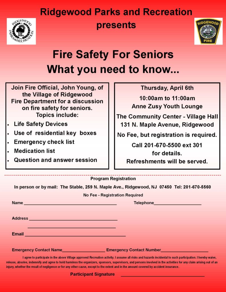 Fire Safety for Seniors - Age Friendly Ridgewood