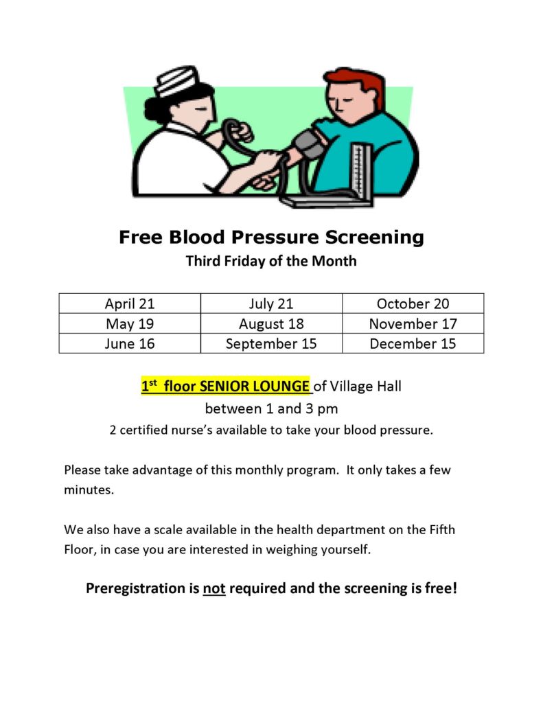 Free Blood Pressure Screening - April - Age Friendly Ridgewood
