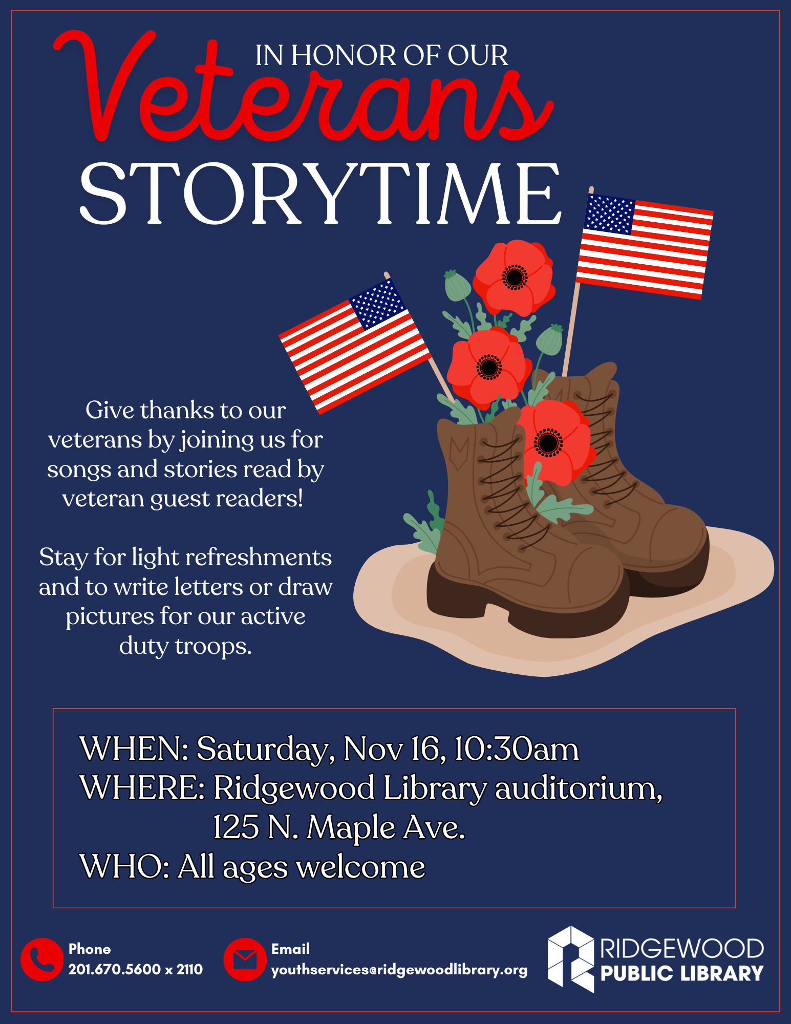 In Honor of our Veterans Storytime - Age Friendly Ridgewood