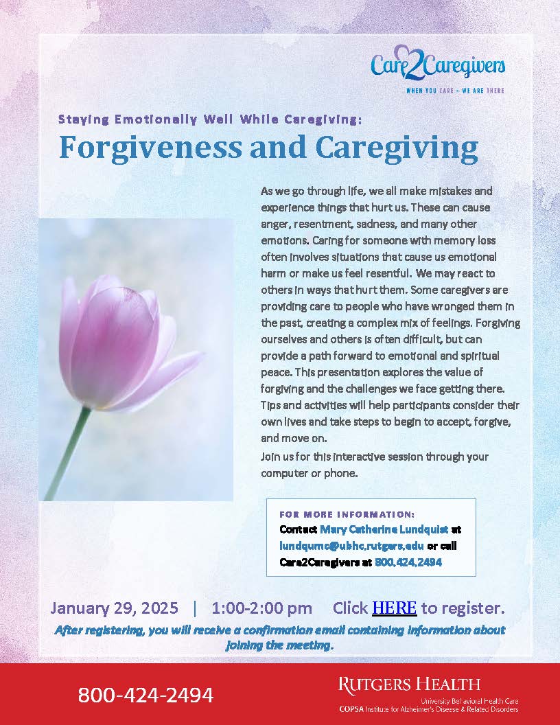 Forgiveness and Caregiving - Age Friendly Ridgewood