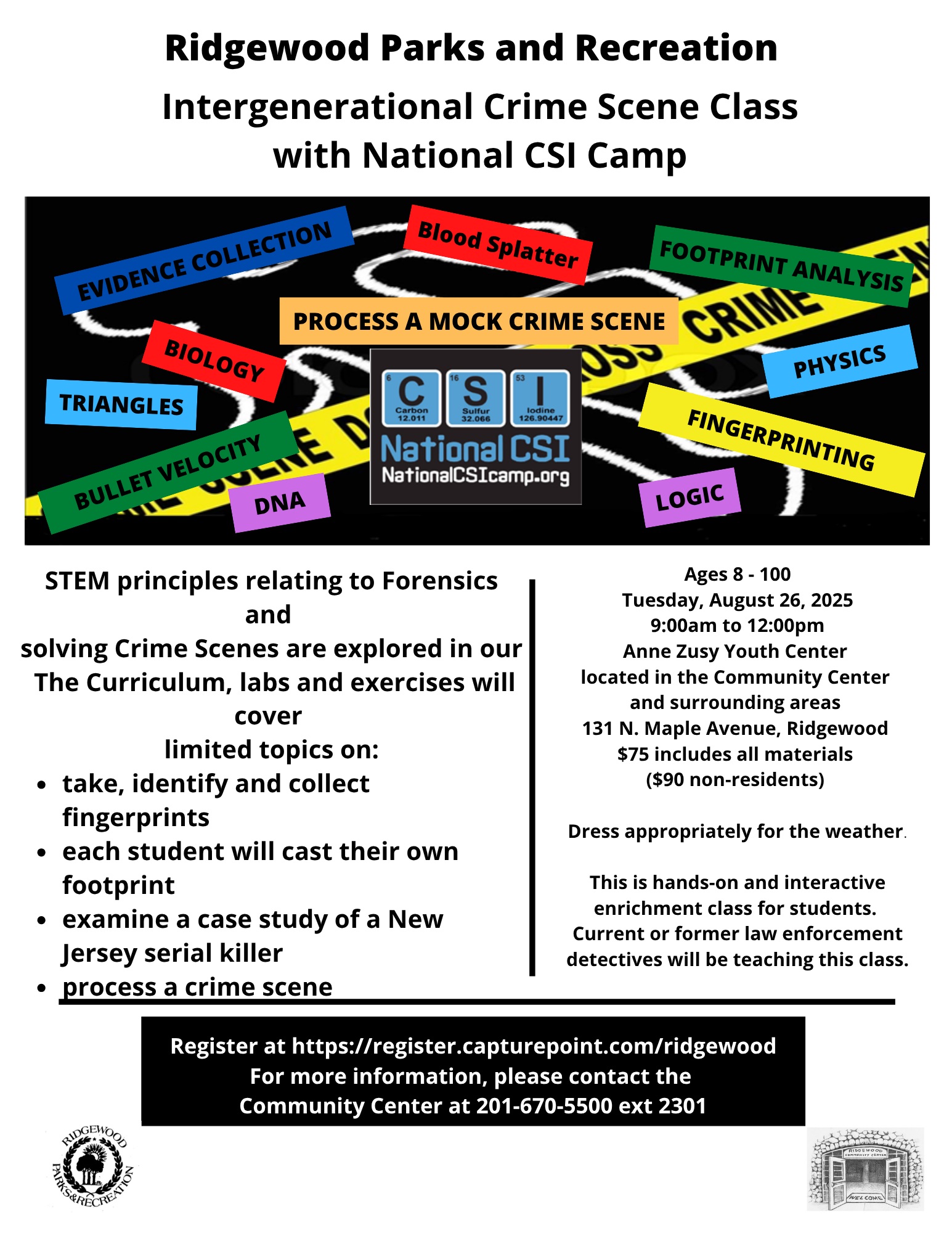Intergenerational Crime Scene Class with National CSI Camp - Age ...